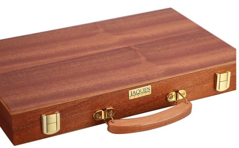 Jaques of London 15-inch Mahogany Backgammon set. - Deluxe Backgammon